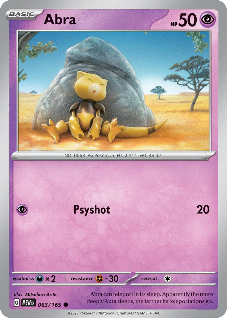Abra #063/165 | (Mew) 151| Common - Non Holo - rarefindcollectibles